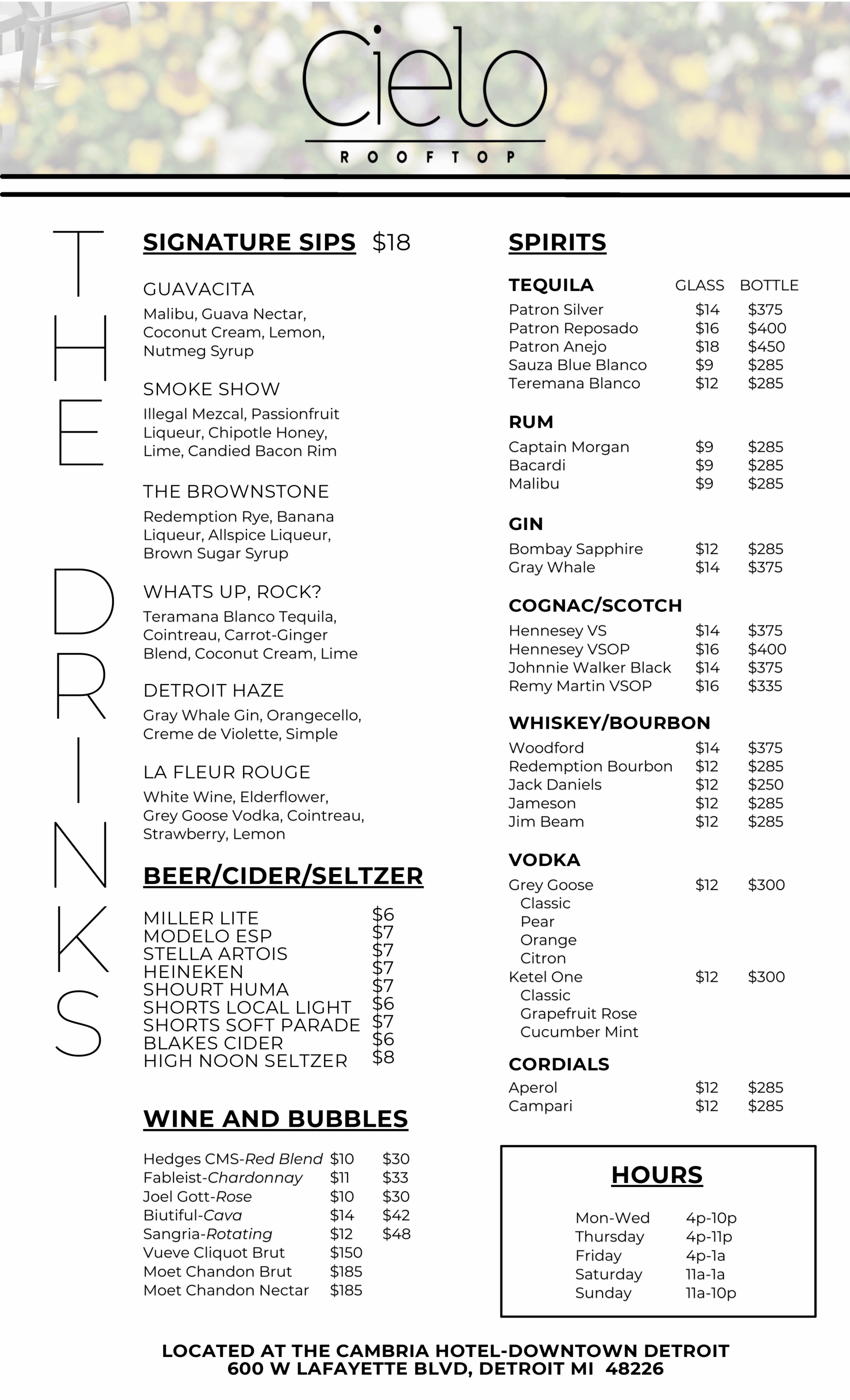 Our Menu – Cielo Rooftop